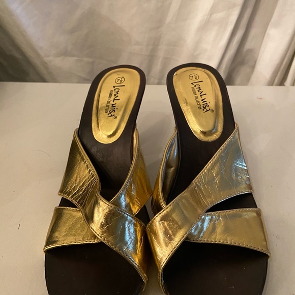 Lena Luisa | Shoes | Lena Luisa Gold Heeled Sandals 75 New | Poshmark